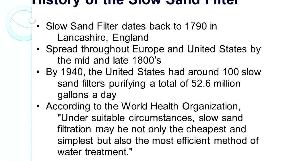 History of water filters