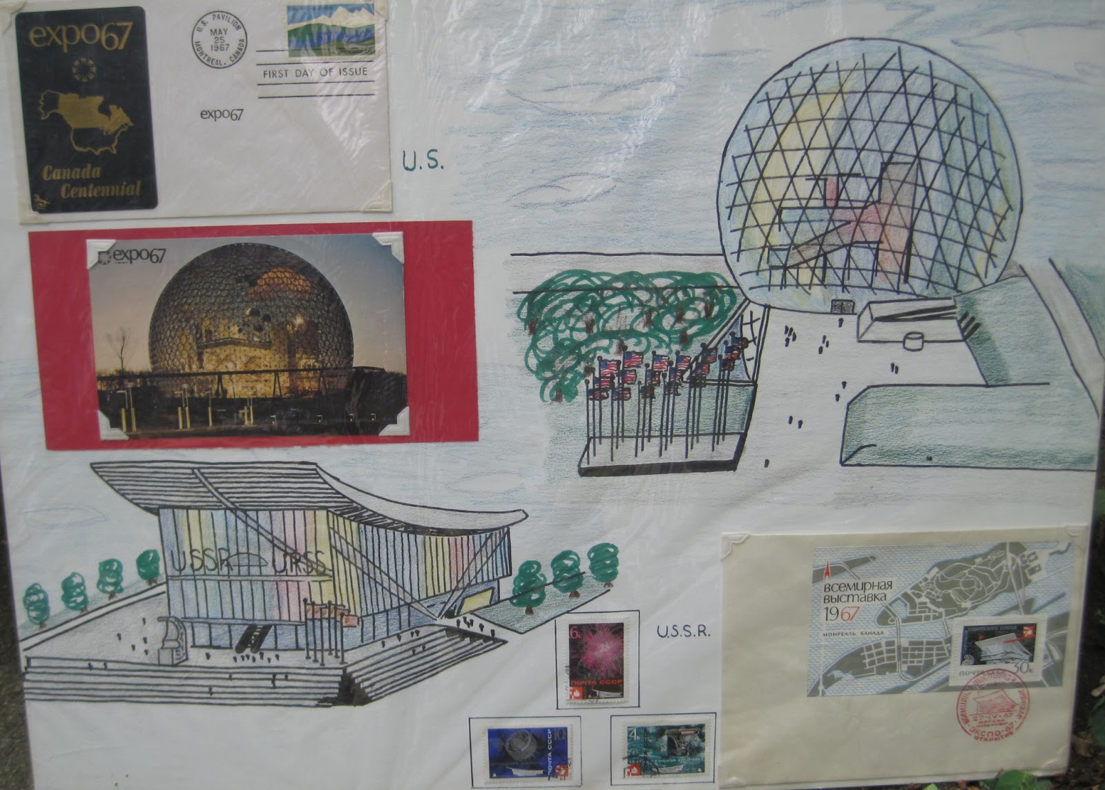 Postal History Corner: Expo 67 Pavilions : Drawings by David Pritchard