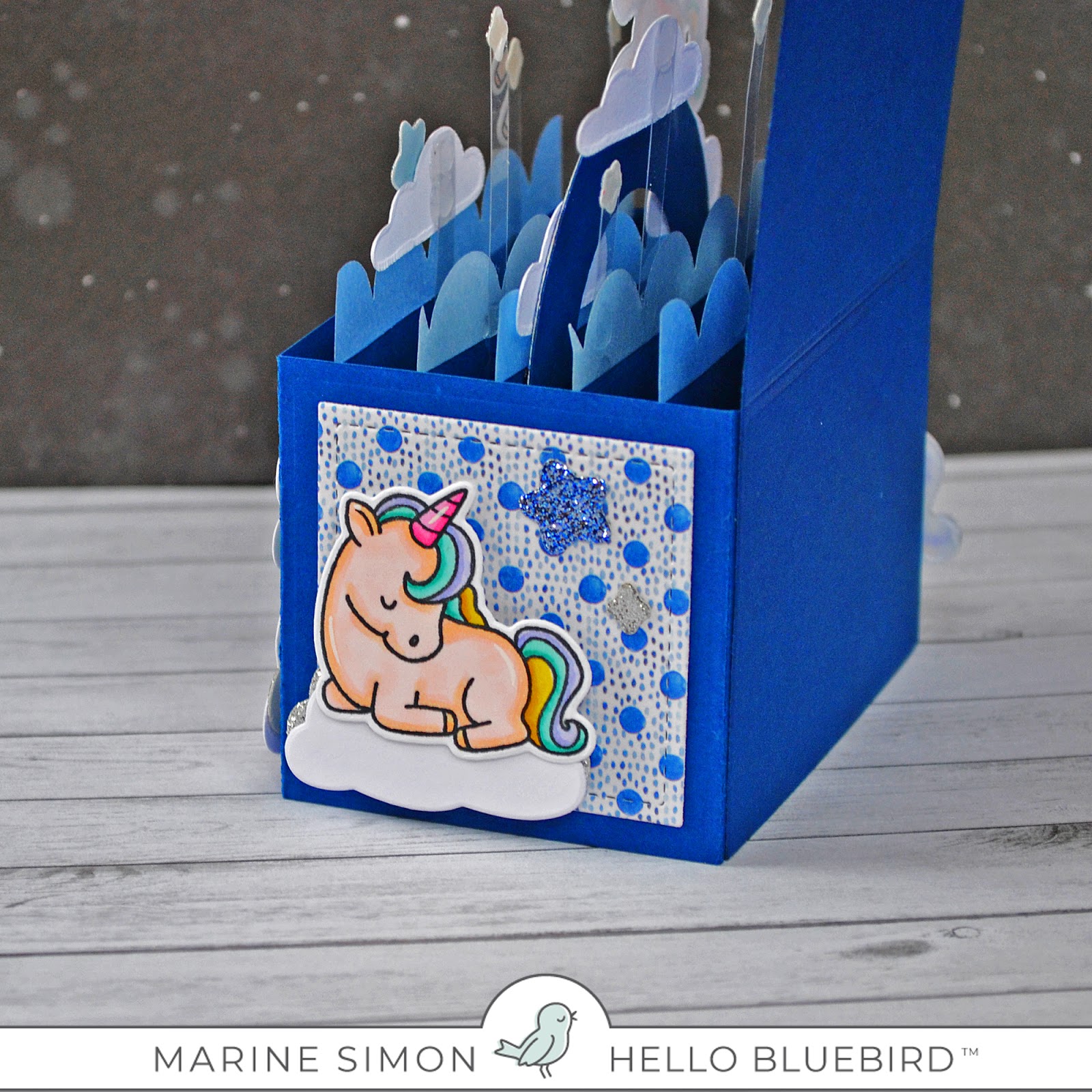 Blue Marine Craft: Hello Bluebird - Magical Unicorn Box Card
