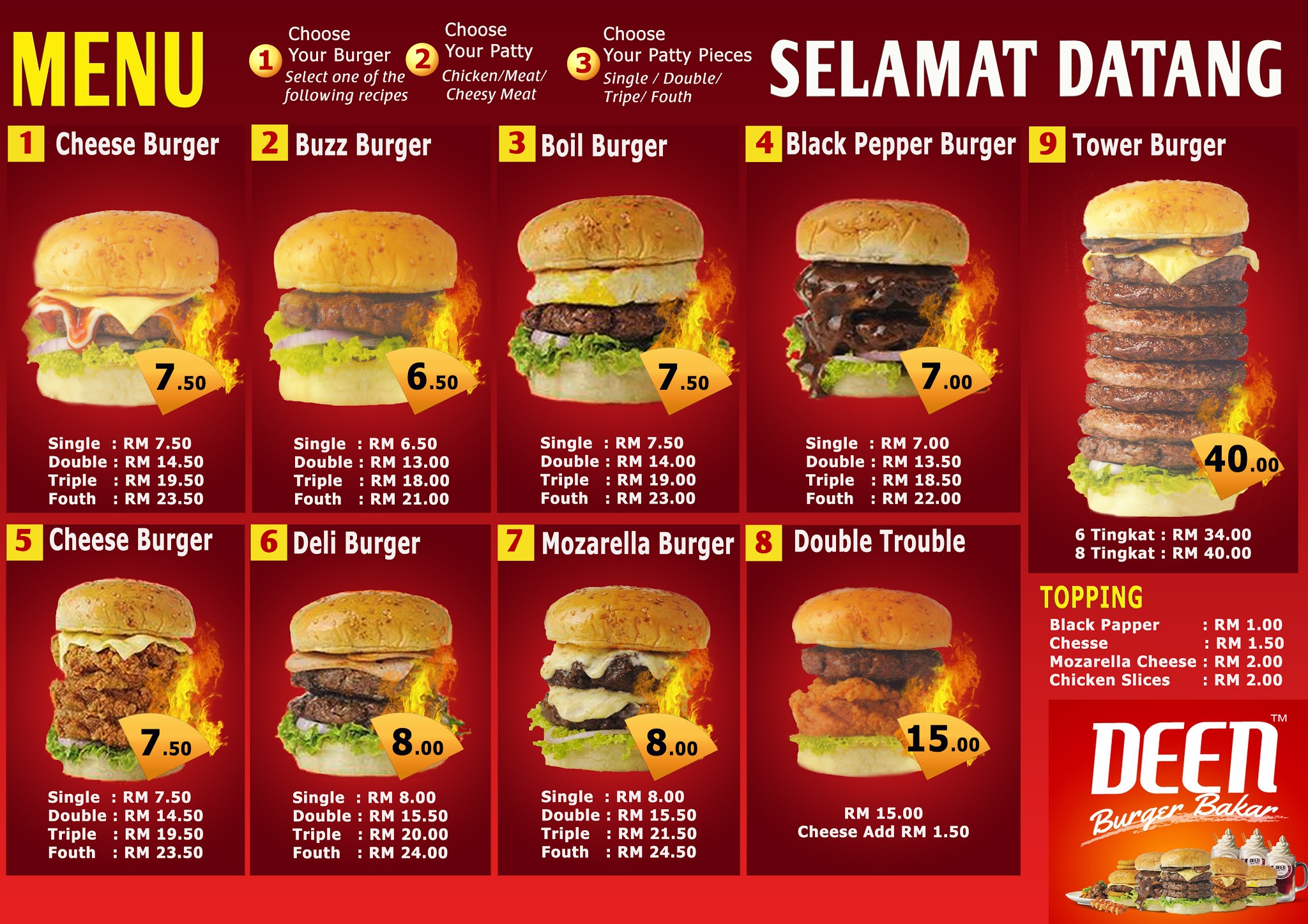 Sh Yn Design: DEEN BURGER MENU