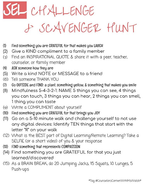 Hanselor the Counselor: SEL Challenge & Scavenger Hunt