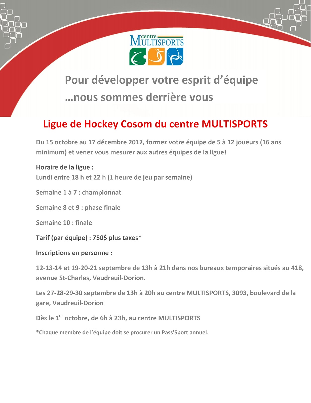 Bienvenue au Centre MULTISPORTS