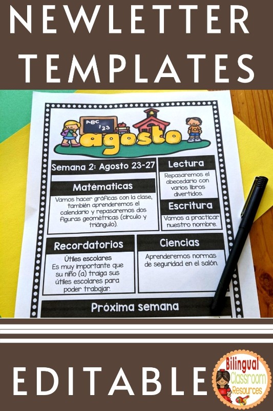 Best Editable Classroom Newsletter Templates in Spanish and English ...