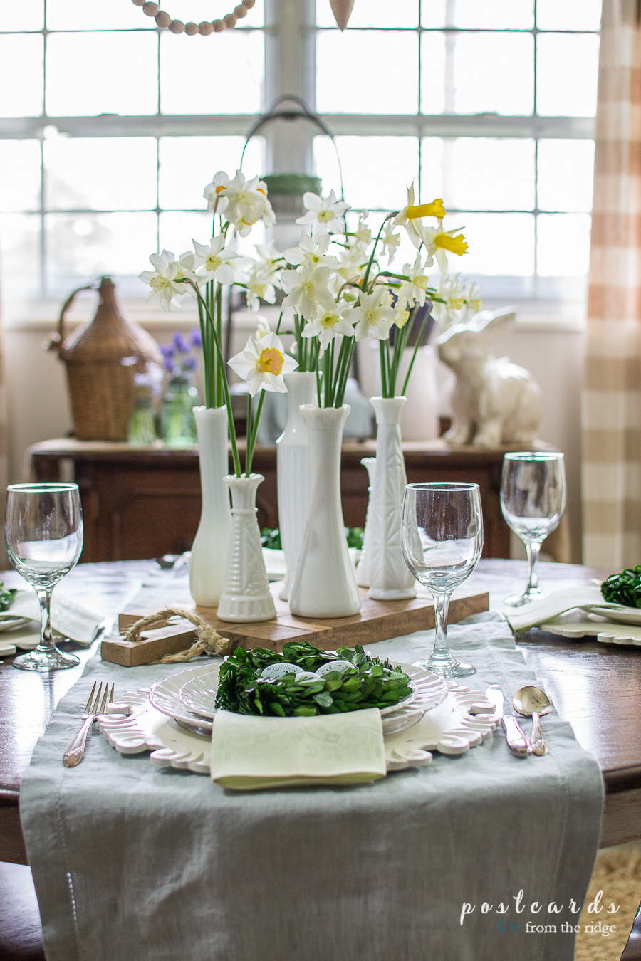 Natural, Rustic Spring Tablescape | Postcards from the Ridge