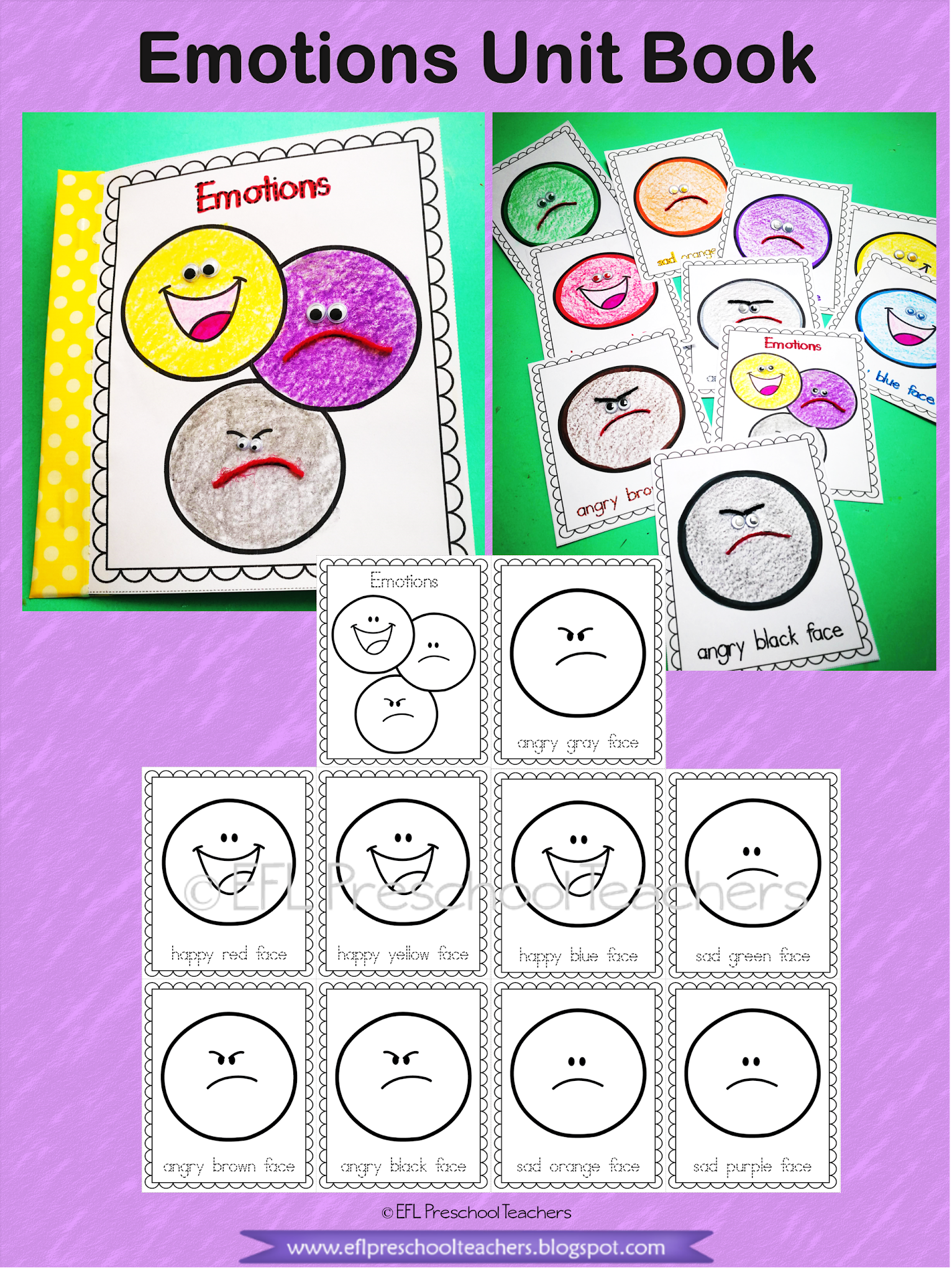 ESL/EFL Preschool Teachers: Emotions Theme Games and Printable book for ...