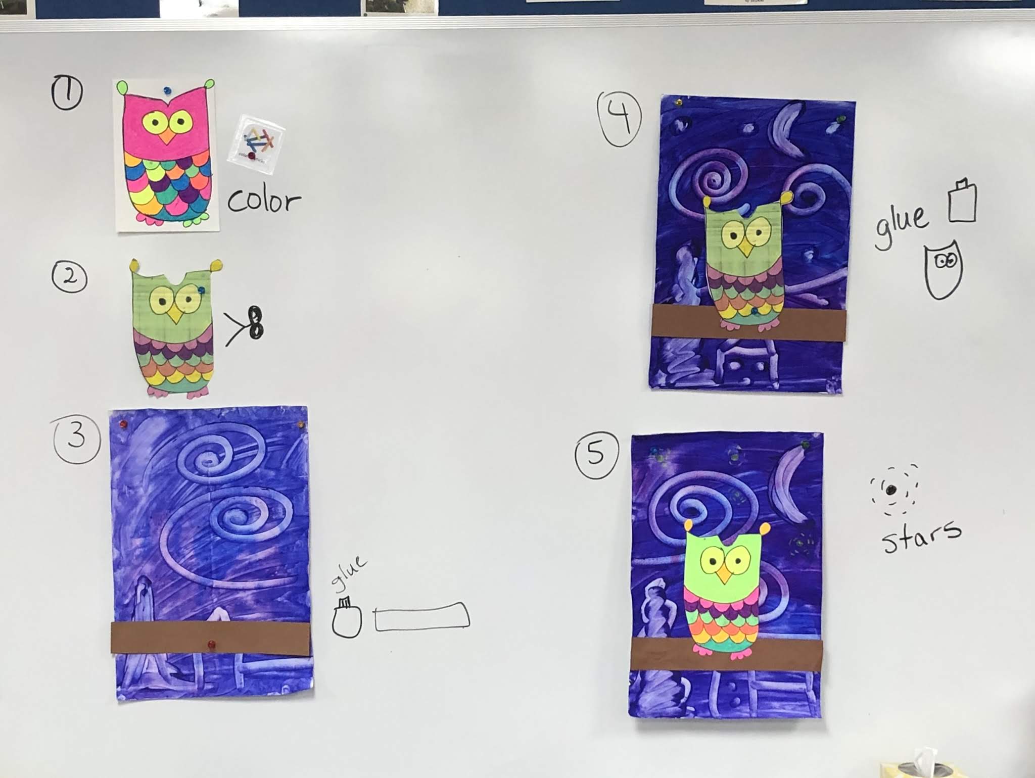 Mrs. Harris' art room: Kindergarten Starry Night Owls