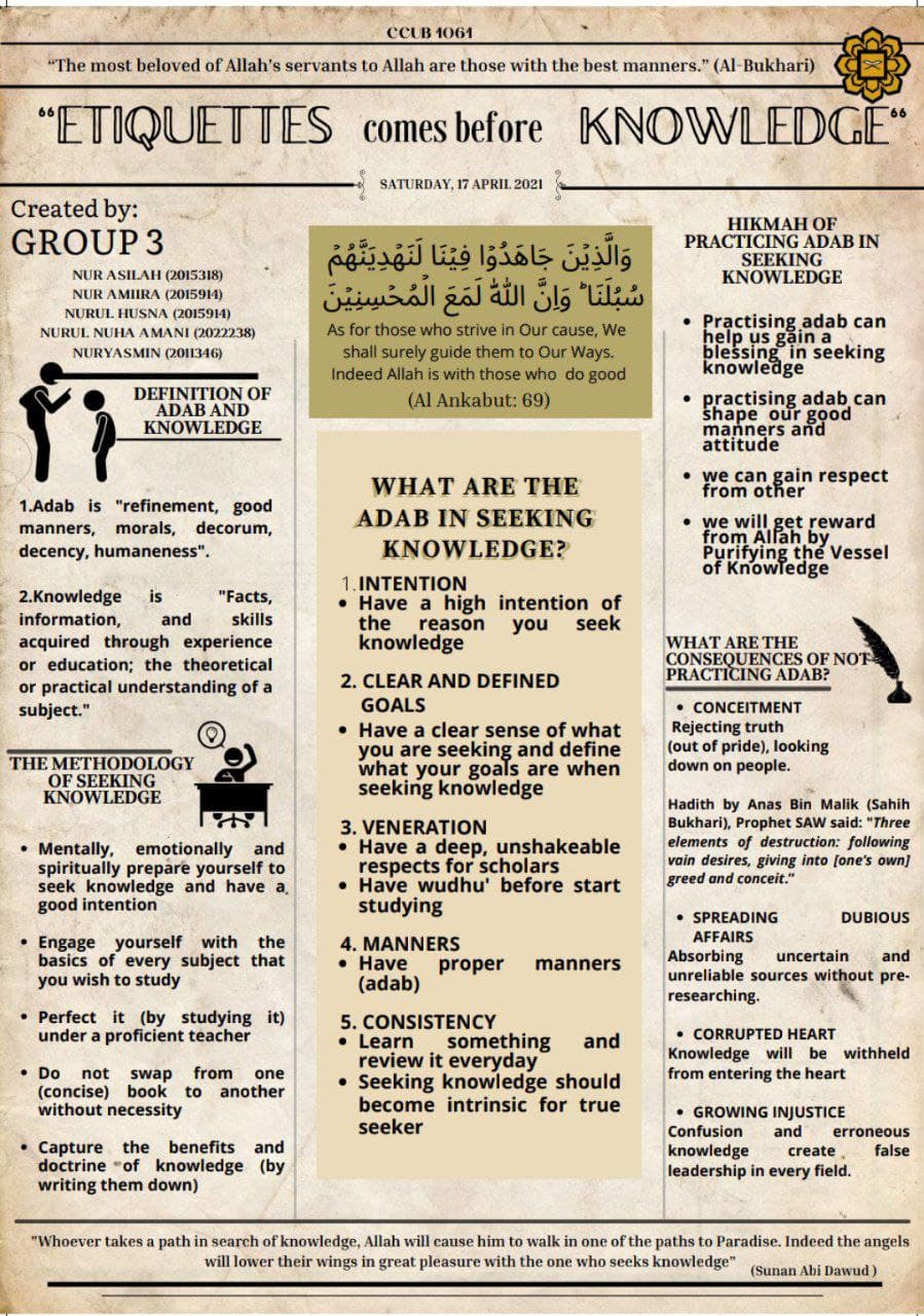 CCUB 1061: Adab in Seeking Knowledge