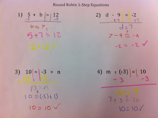 Middle School Math Rules!: Round Robin One-Step Equations