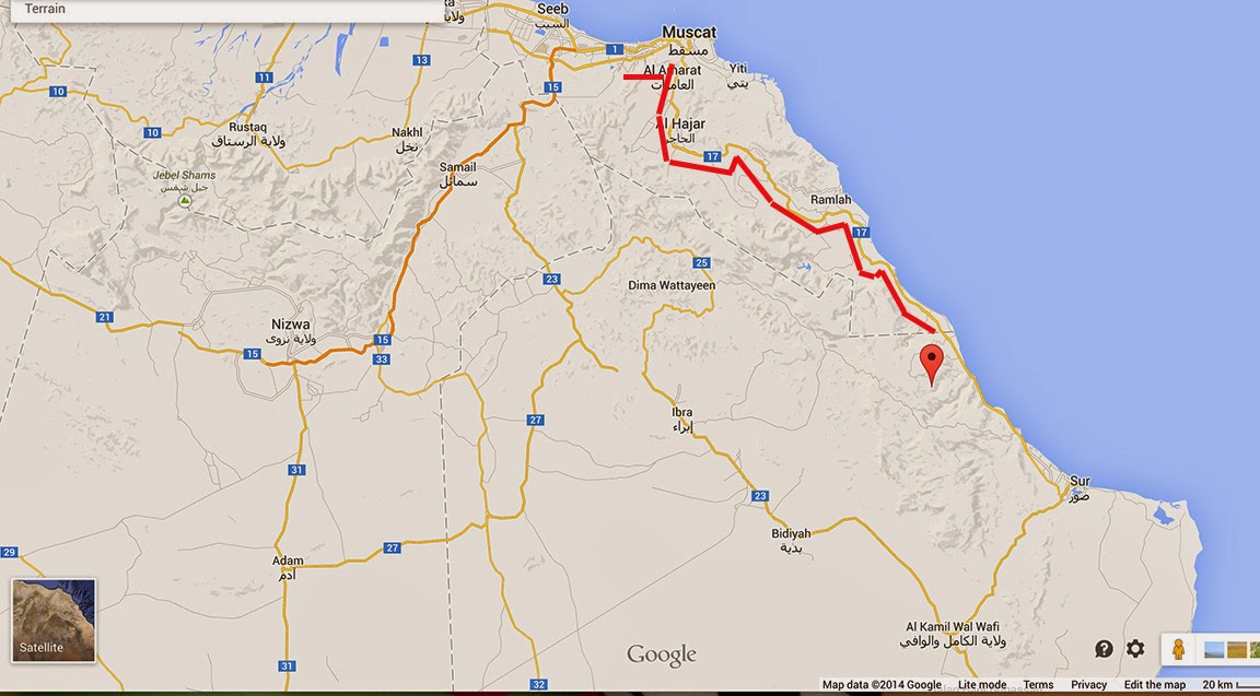 Wadi Shab Oman Map