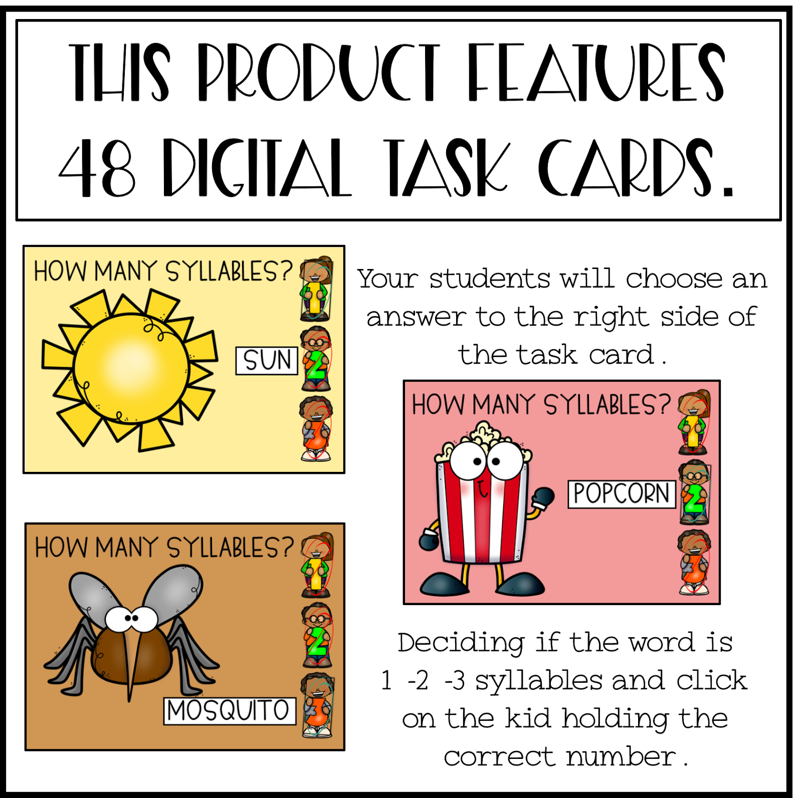 Simply Delightful in 2nd grade: Summer counting syllables clip cards ...