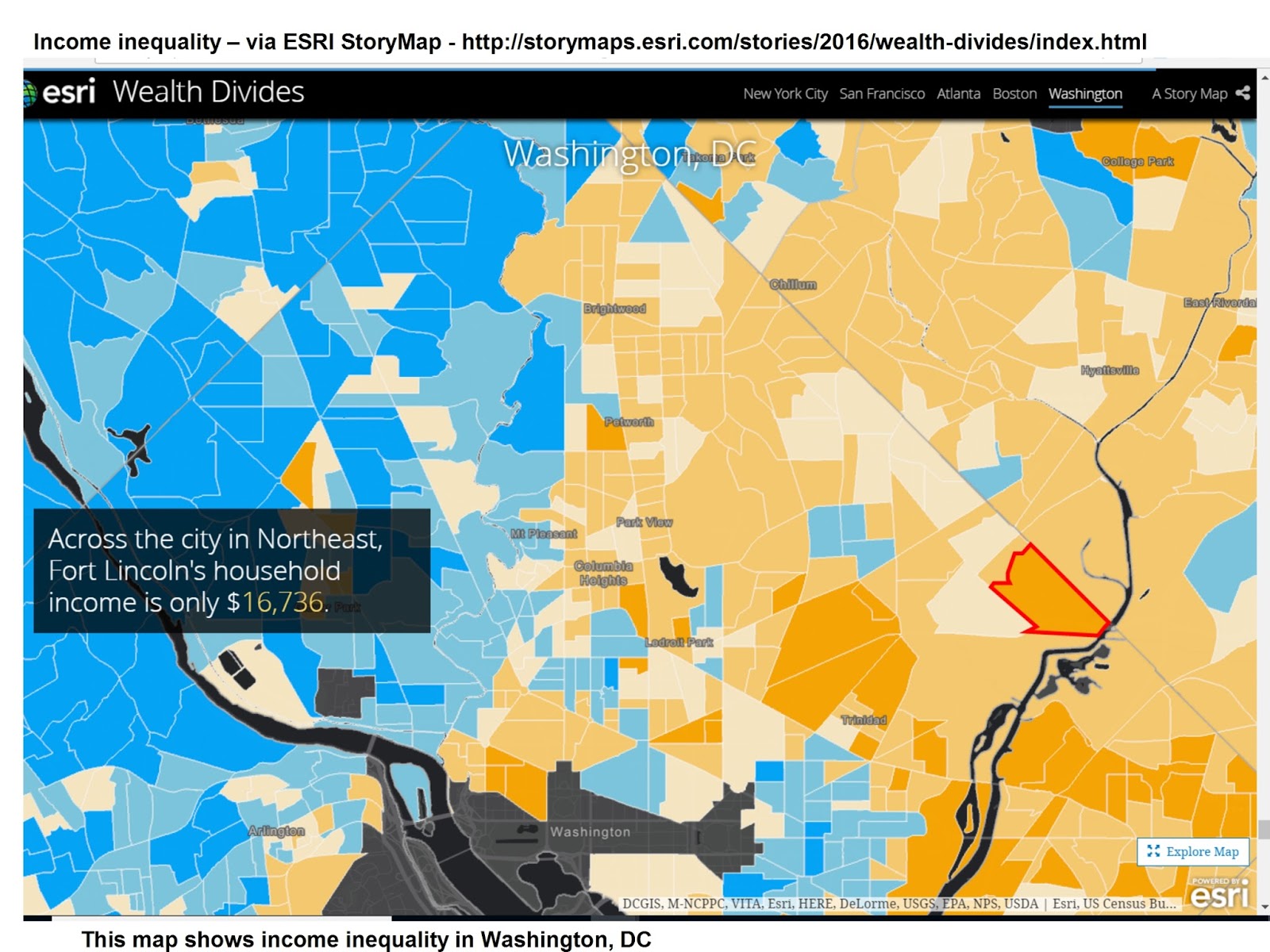 Mapping For Justice: Income Inequality in Cities - Using ESRI StoryMap