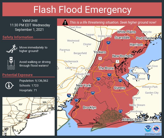 First flash flood emergency in New York City