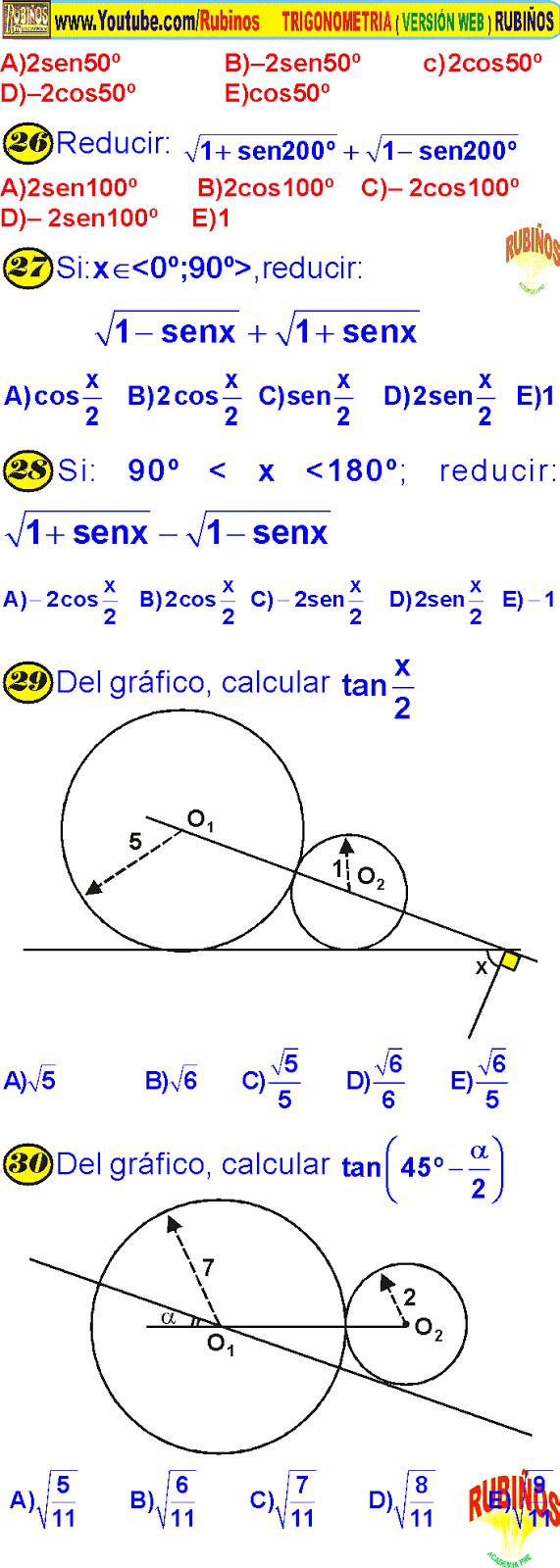 IDENTIDADES DEL ANGULO MITAD EJERCICIOS RESUELTOS DE TRIGONOMETRIA PDF