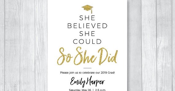 She Believed She Could So She Did Printable Class of 2019 Graduation ...
