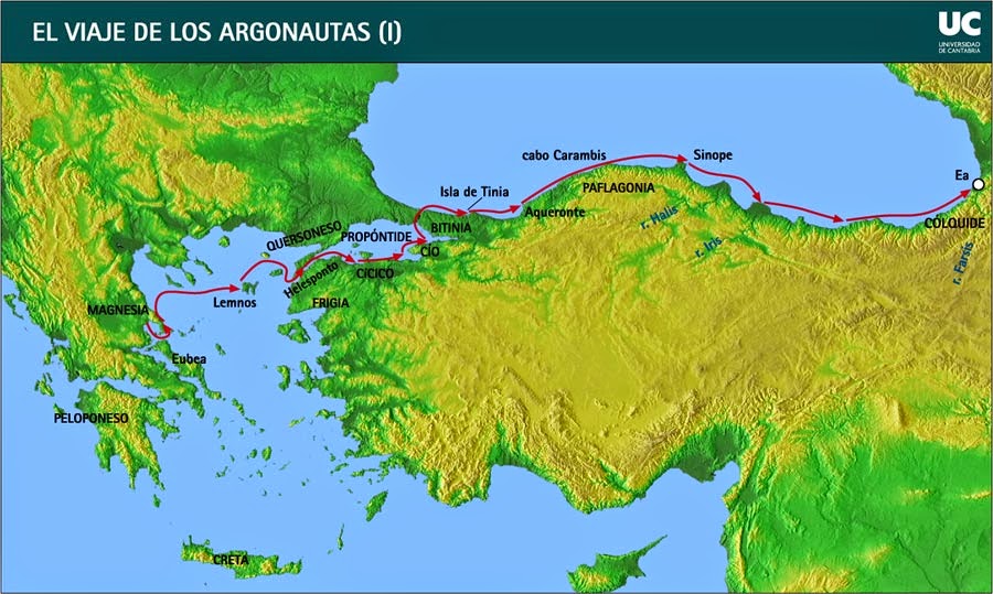Almacén de clásicas: EL VIAJE DE JASÓN Y LOS ARGONAUTAS (Mapa ...