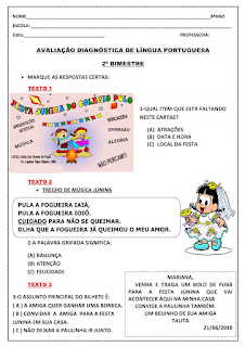 Avaliação de Língua Portuguesa Modelo de avaliação de língua portuguesa ...