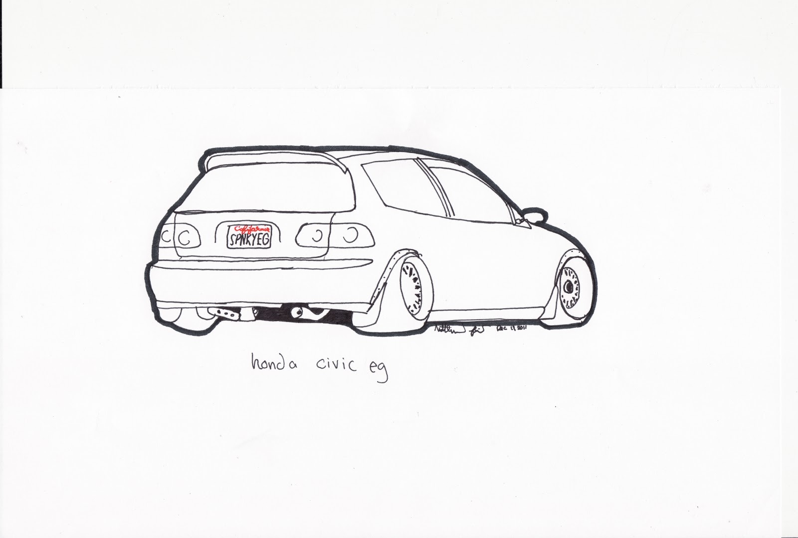 Honda Civic Hatchback Drawing Sketch Coloring Page