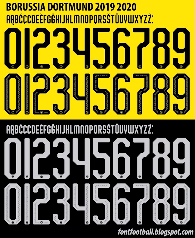 FONT FOOTBALL: Font Vector Dortmund 2019 2020 kit