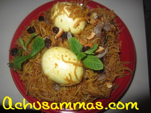 Achu's Amma's Kitchen: Vermicelli Egg Biryani (Semiya Egg Biryani)