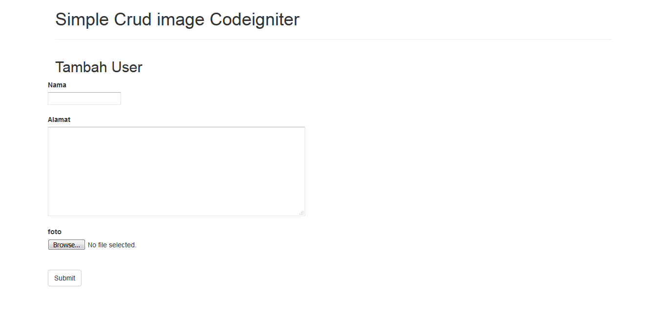 Source Code CRUD Gambar dengan CI (Codeigniter) dan MySQL