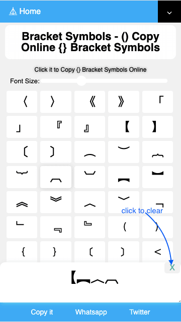 Bracket Symbols - () Copy Online {} Bracket Symbols