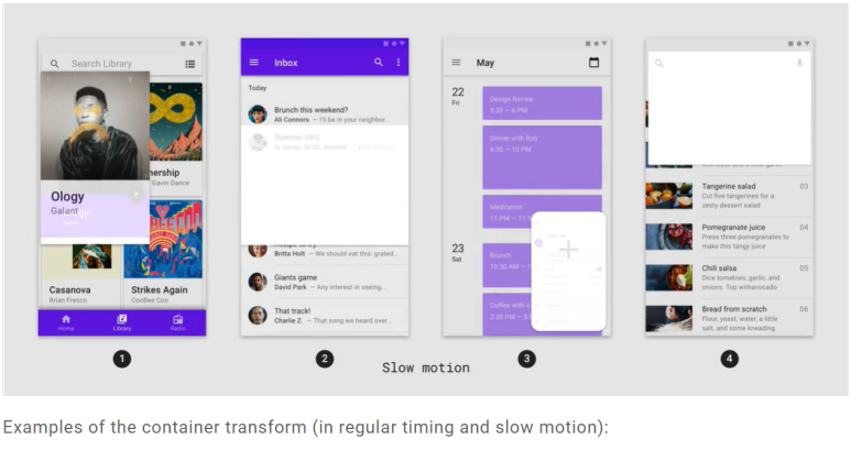 Android Container transform 사용:산을 붉게 물들이는 꽃