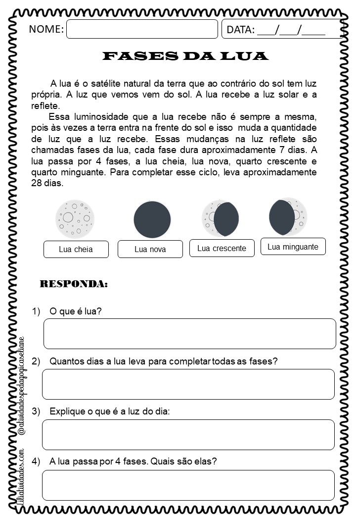 FASES DA LUA- 4ºANO