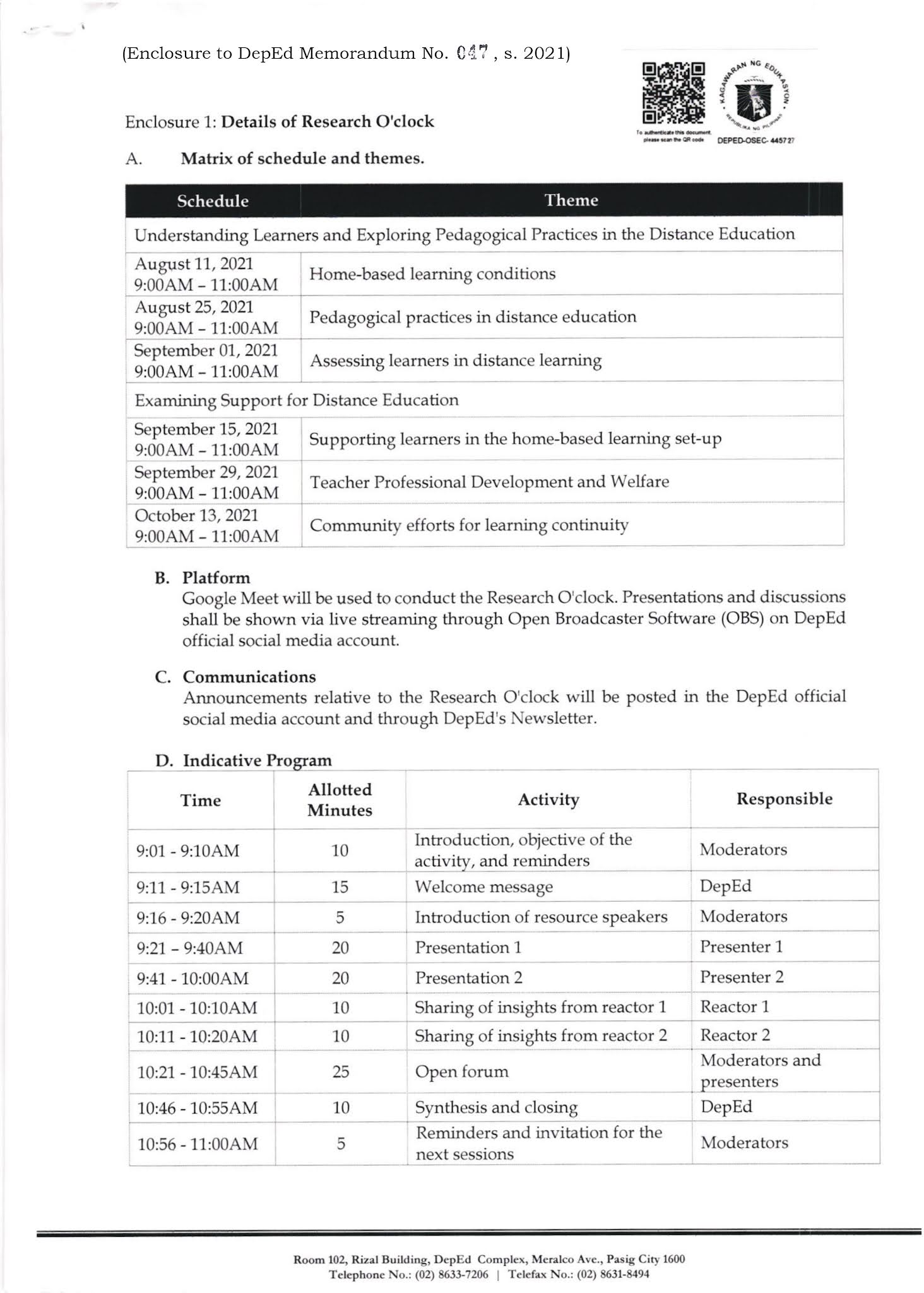 DepEd Memorandum 047 s. 2021: RESEARCH O’CLOCK: EVIDENCE IN LEARNING ...