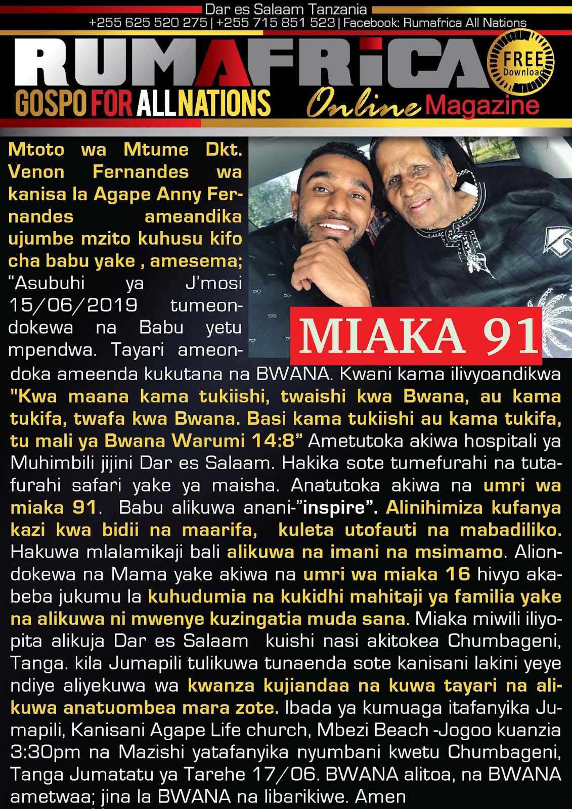 RMAFRICA Magazine: MTOTO WA APOSTLE DR. VENON FERNANDES ANNY FERNANDES ...