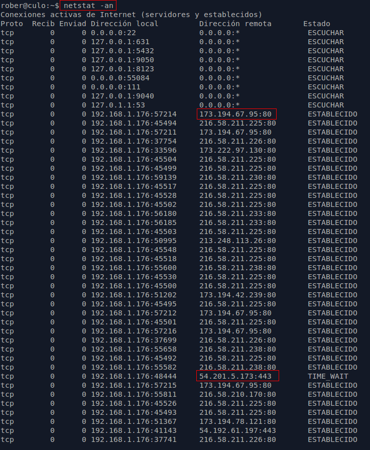 1gb de información: Revisando las conexiones de Red. Netstat (Linux)