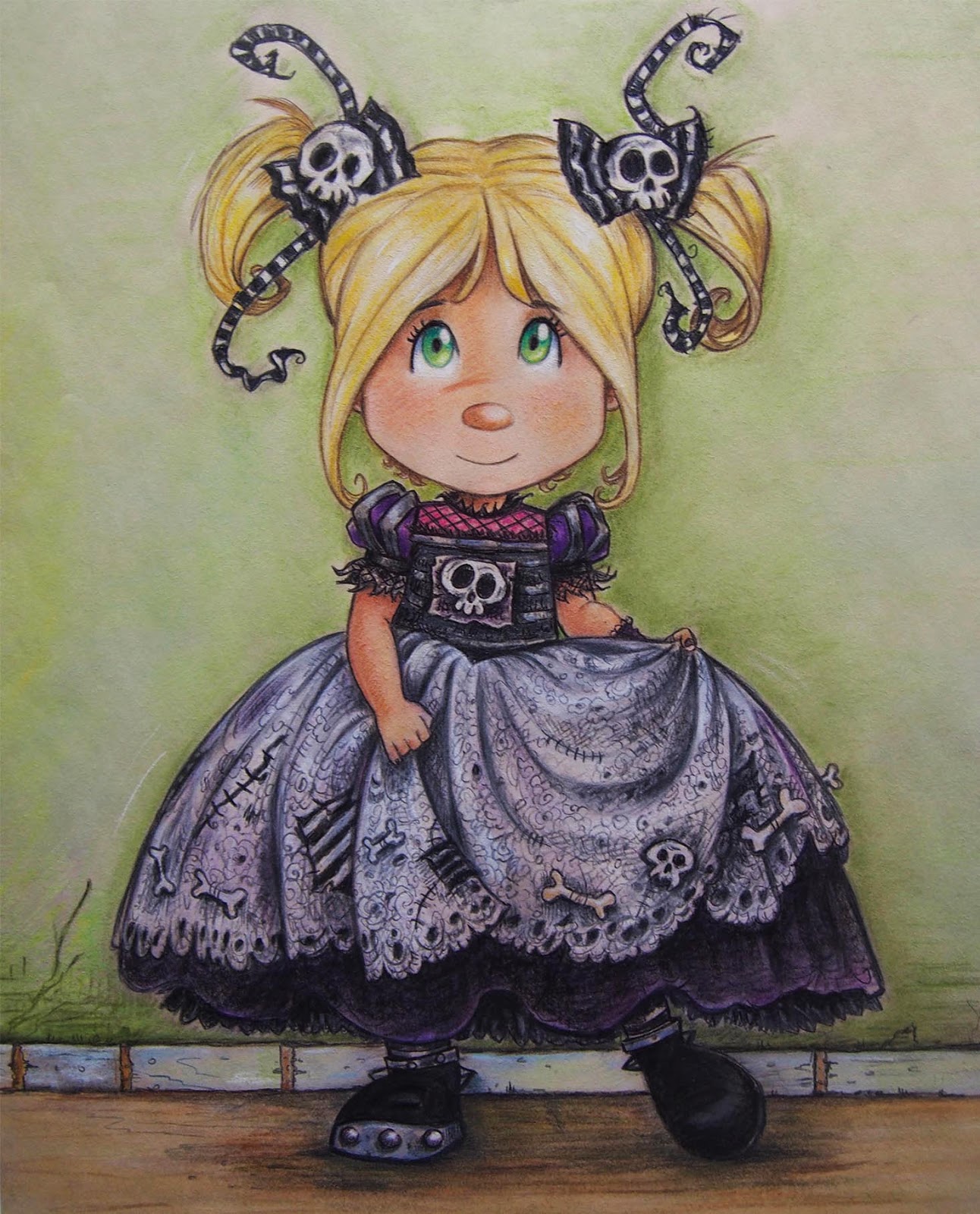 Gothic Sweet art Studios : Goth Girl and skull - children Illustration ...