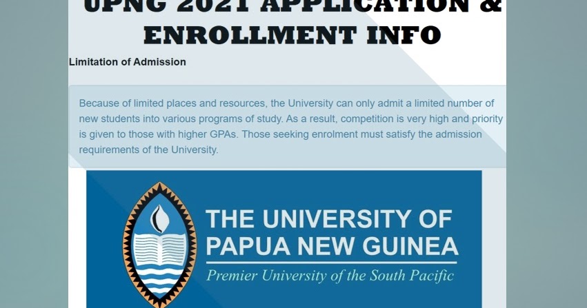 UPNG Online Application System - Enrollment 2021