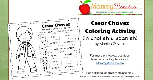 Mommy Maestra: Free Printable: Cesar Chavez Coloring Activity