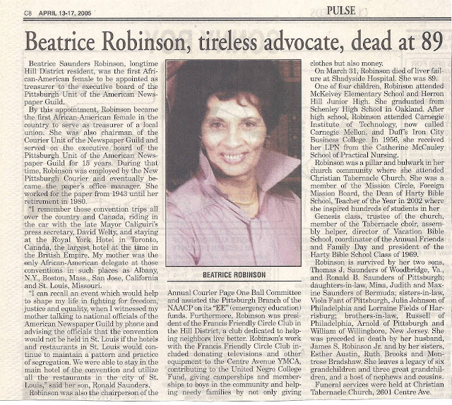 Black Buzz: New Pittsburgh Courier April13-17, 2005: Beatrice Robinson ...