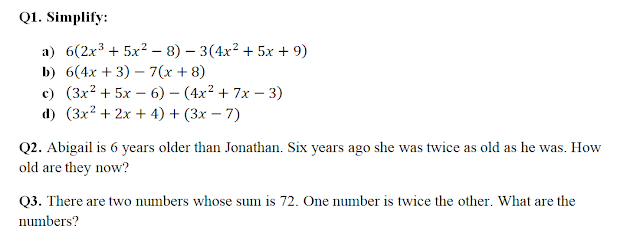 IB MYP 1 || Formative Assessment || Criterion A || Mathematics || Algebra