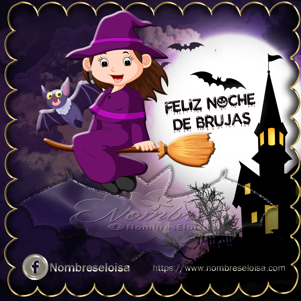 Tierna brujita paseando en la noche de brujas