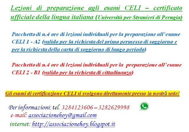 HOY!: Lezioni speciali per la preparazione agli esami CELI A2 e B1