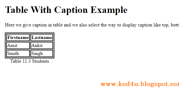 Css Table With Caption Example