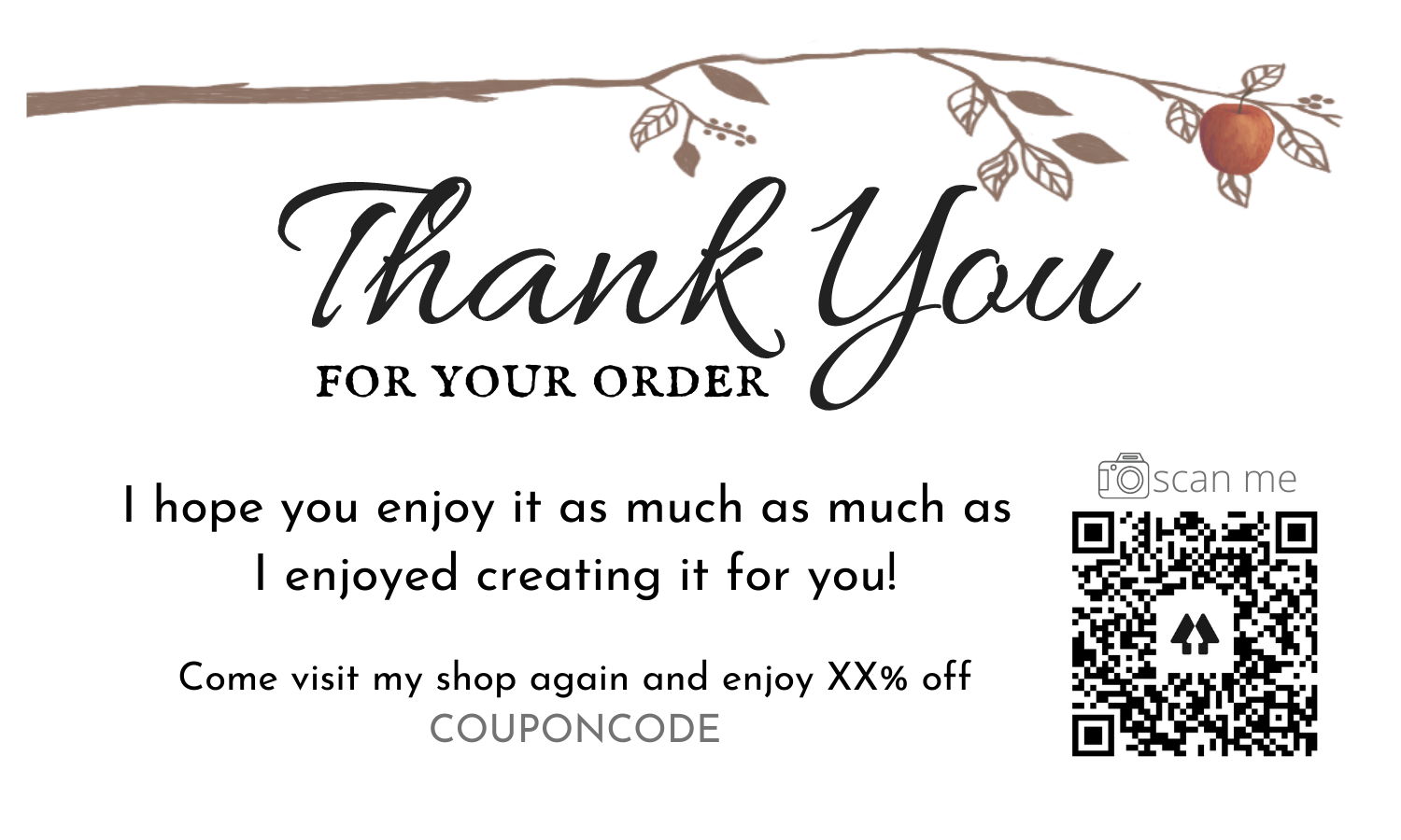 Over The Apple Tree: Custom Thank You Cards For Etsy