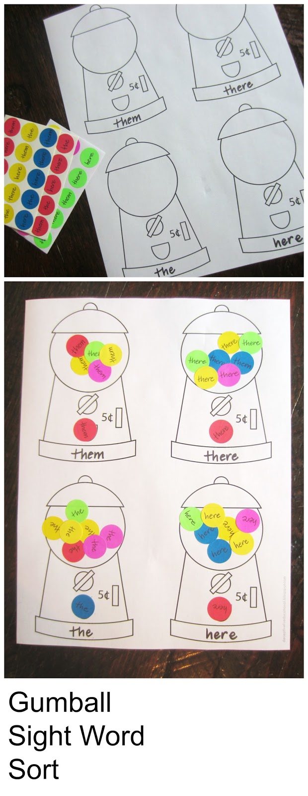 Relentlessly Fun, Deceptively Educational: Gumball Sight Word Sort