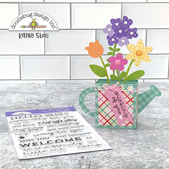 Doodlebug Design Inc Blog: SIMPLY SPRING WATERING CAN BOX CARD | with Kathy