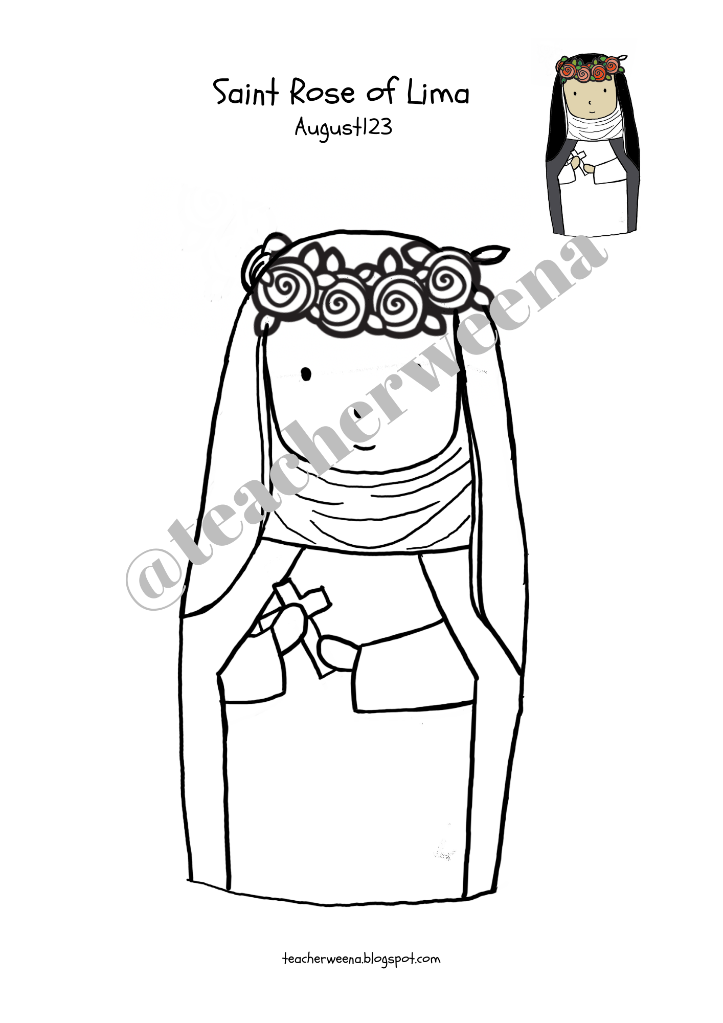 Lima Coloring St Rose Template Pages Sketch Coloring Page