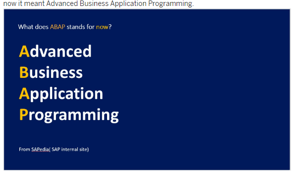 Do you know ABAP as a Programing Language?