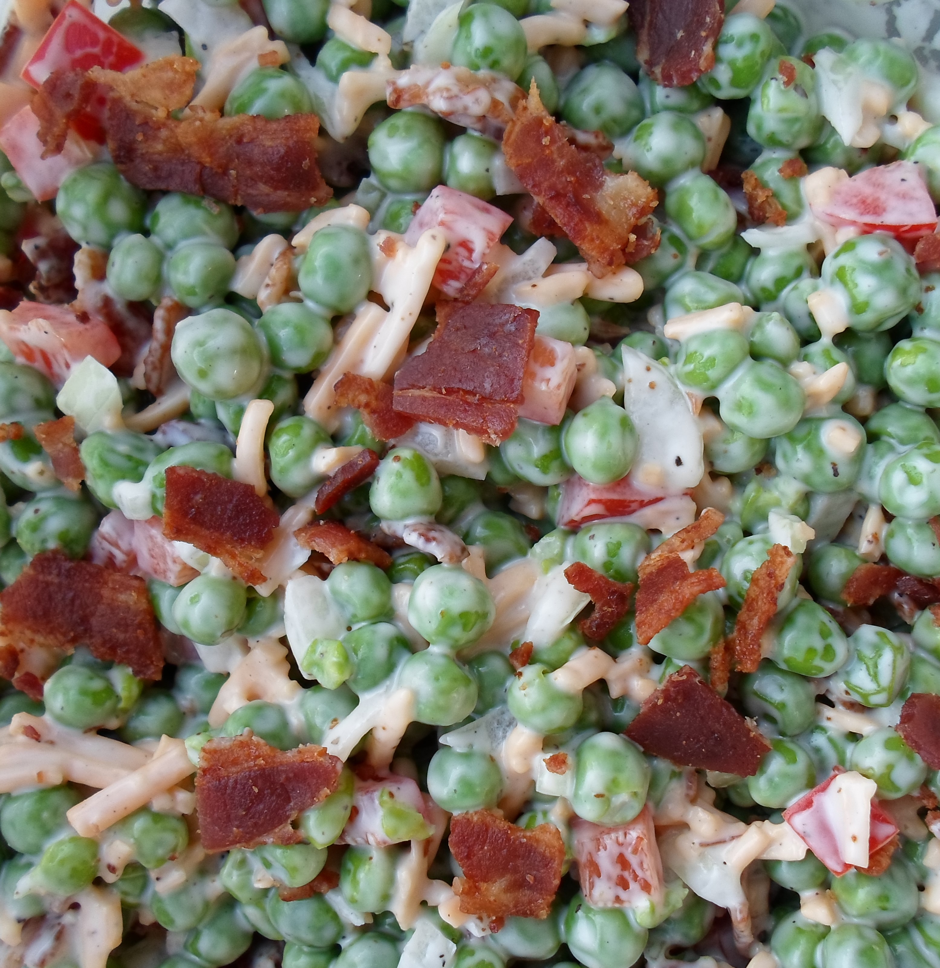 Happier Than A Pig In Mud: Pea Salad with Bacon and Red Peppers -aka ...