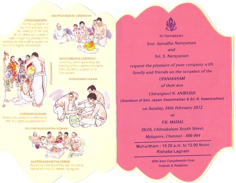 A Connoisseur Writes Anirudh Upanayanam Invitation A Connoisseur Writes Anirudh Upanayanam Invitation