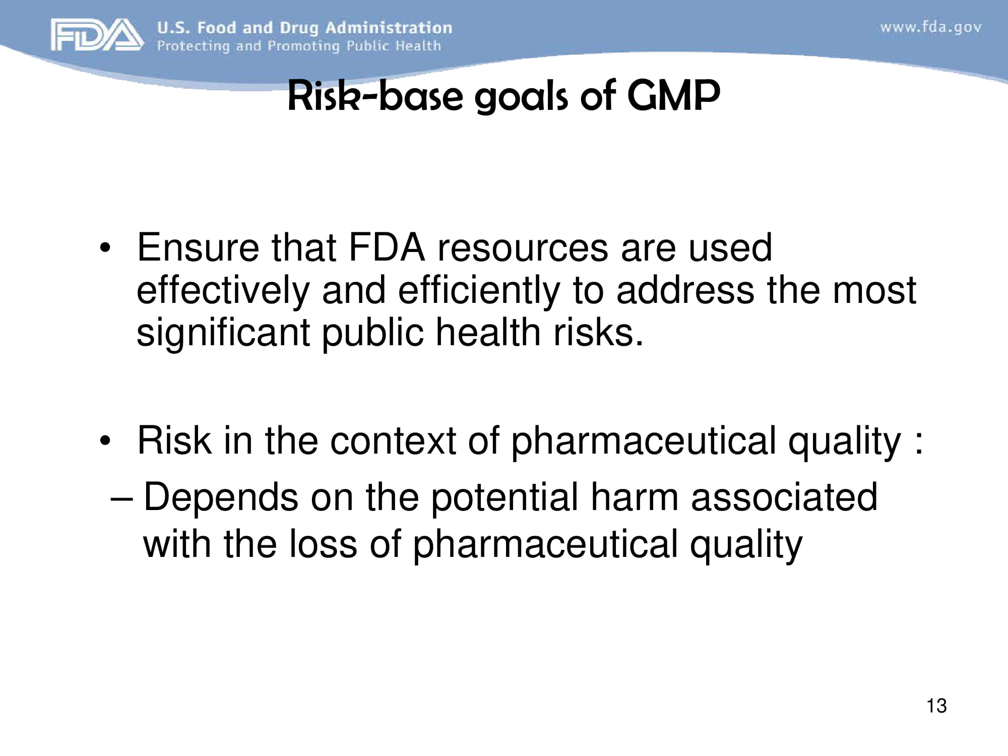 FDA Approaches to GMP Inspection Guidelines