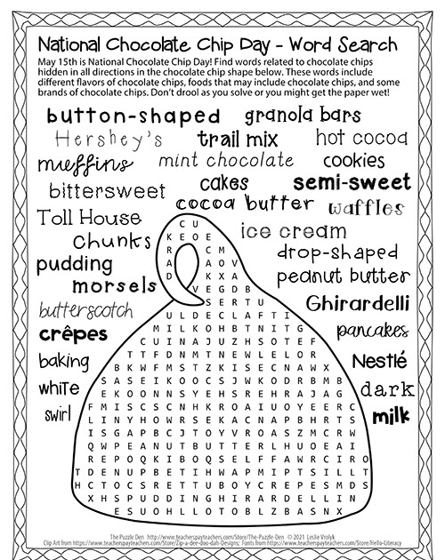 The Puzzle Den: National Chocolate Chip Day - free puzzle