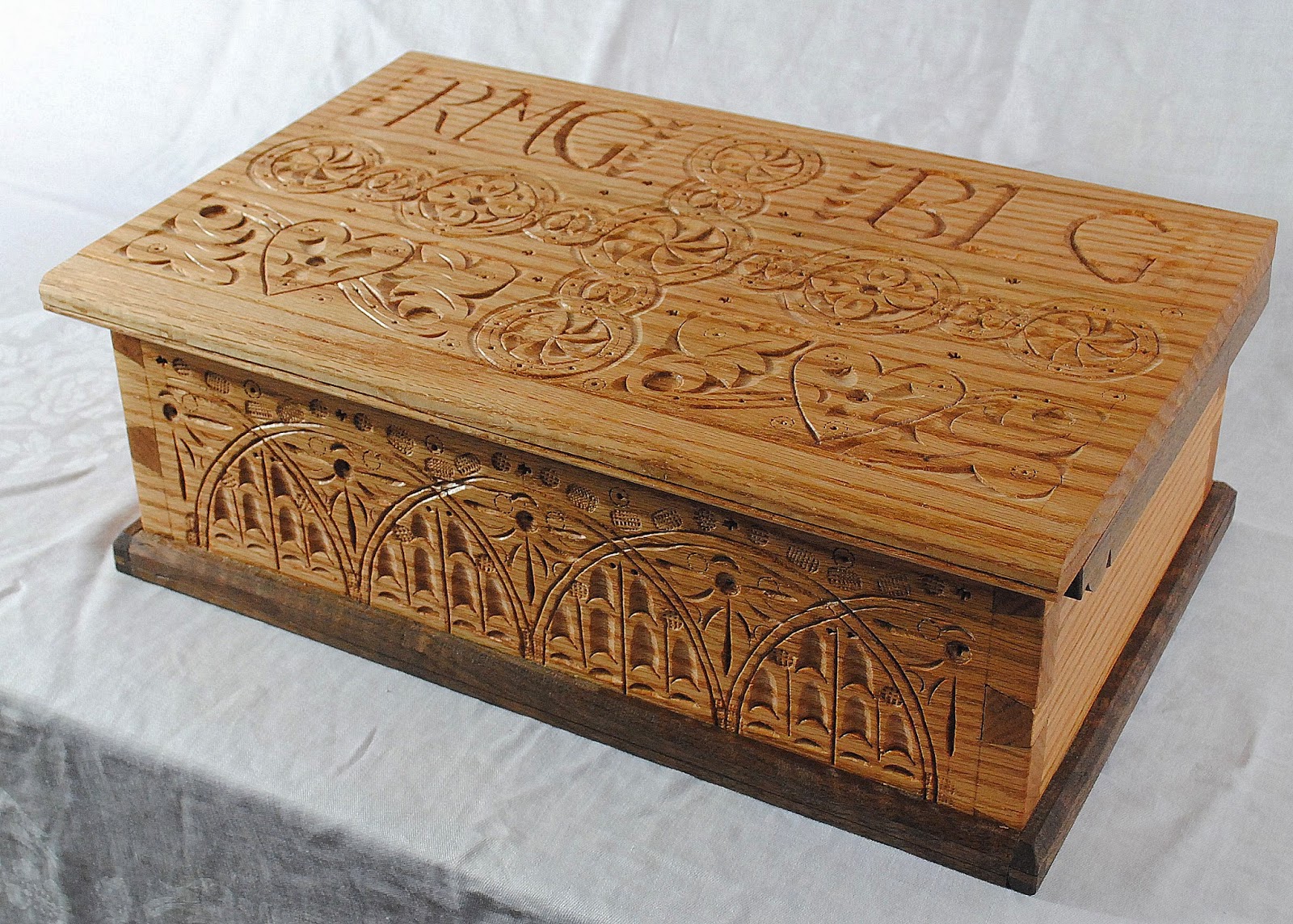 Carved Red Oak Box