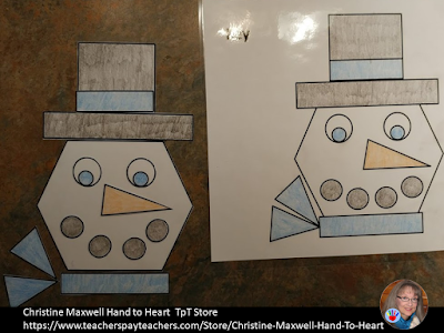 Hand to Heart : Winter Geometric Snowman 2D Shapes